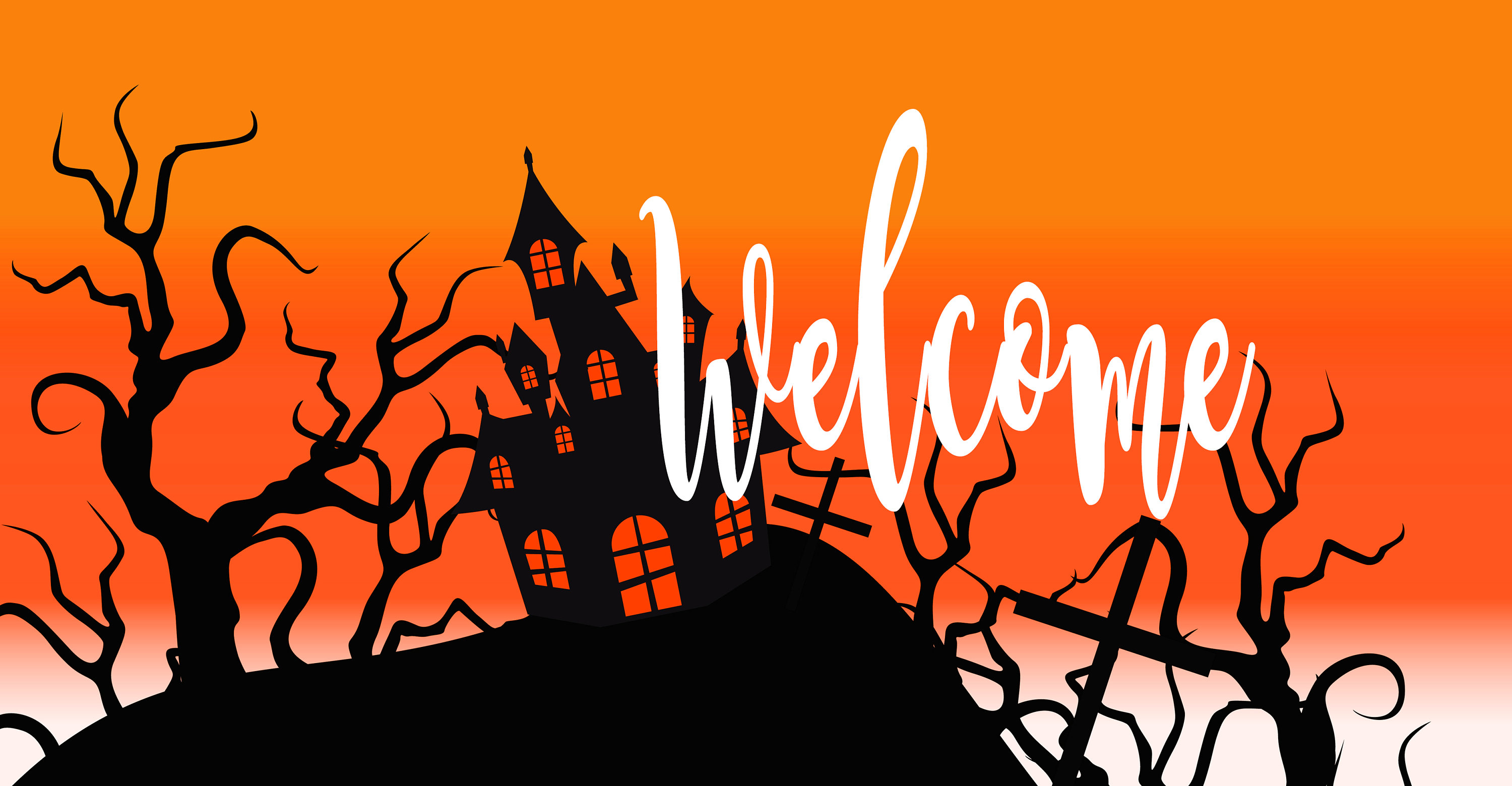 Halloween Welcome Sign in Oranges Printed on Metal Sign | Etsy