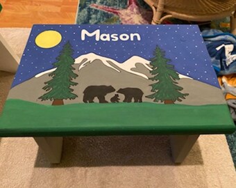 Step Stool, Bear Step Stool, Personalized Step Stool, Bear Stool, Kids ...