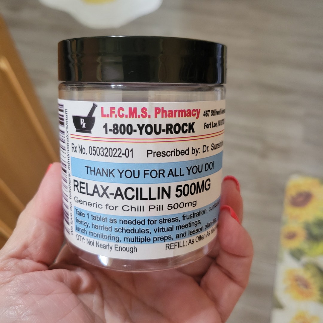 Teacher Chill Pill Bottle Labels - Etsy