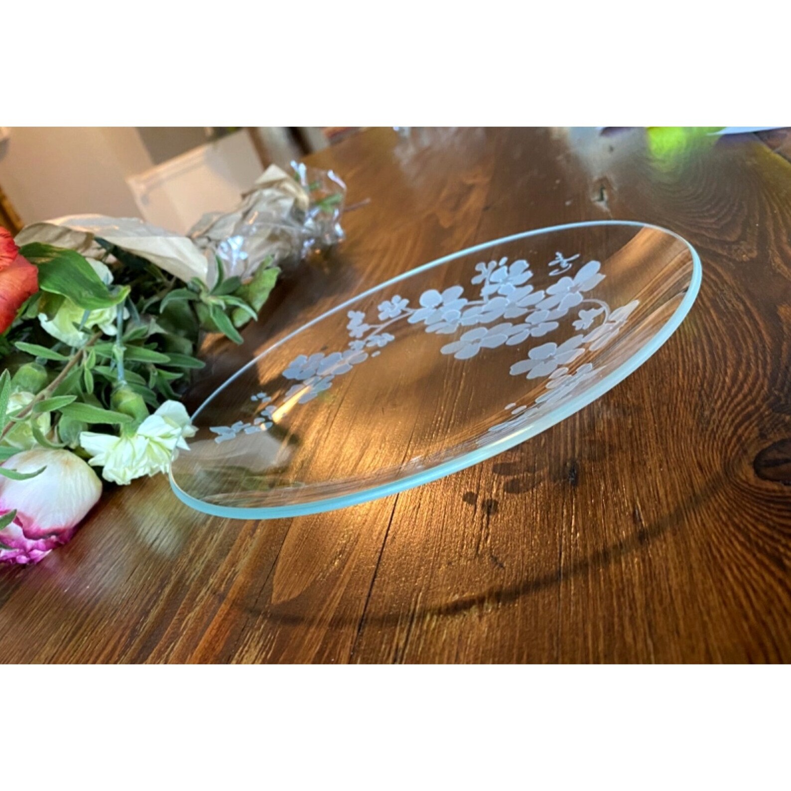Vintage Coyle Clear Glass Plate With Frosted Floral Design 8'' - Etsy