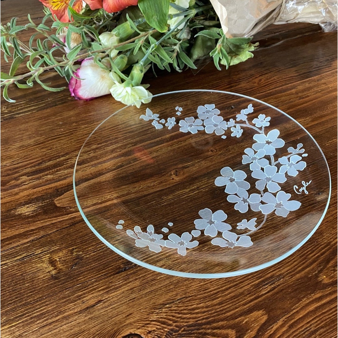Vintage Coyle Clear Glass Plate With Frosted Floral Design 8'' - Etsy