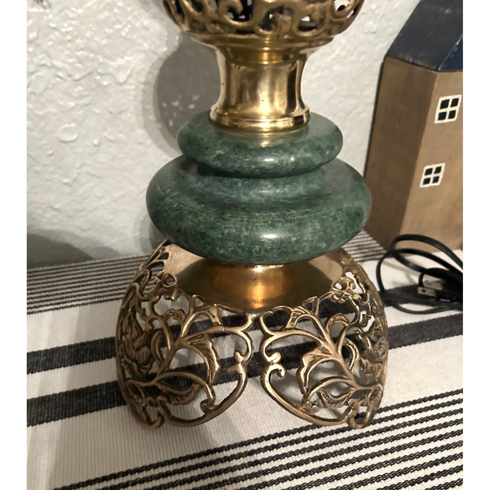 Japanese Marble and Brass Column Table Lamps Set of 2 Persian Style - Etsy