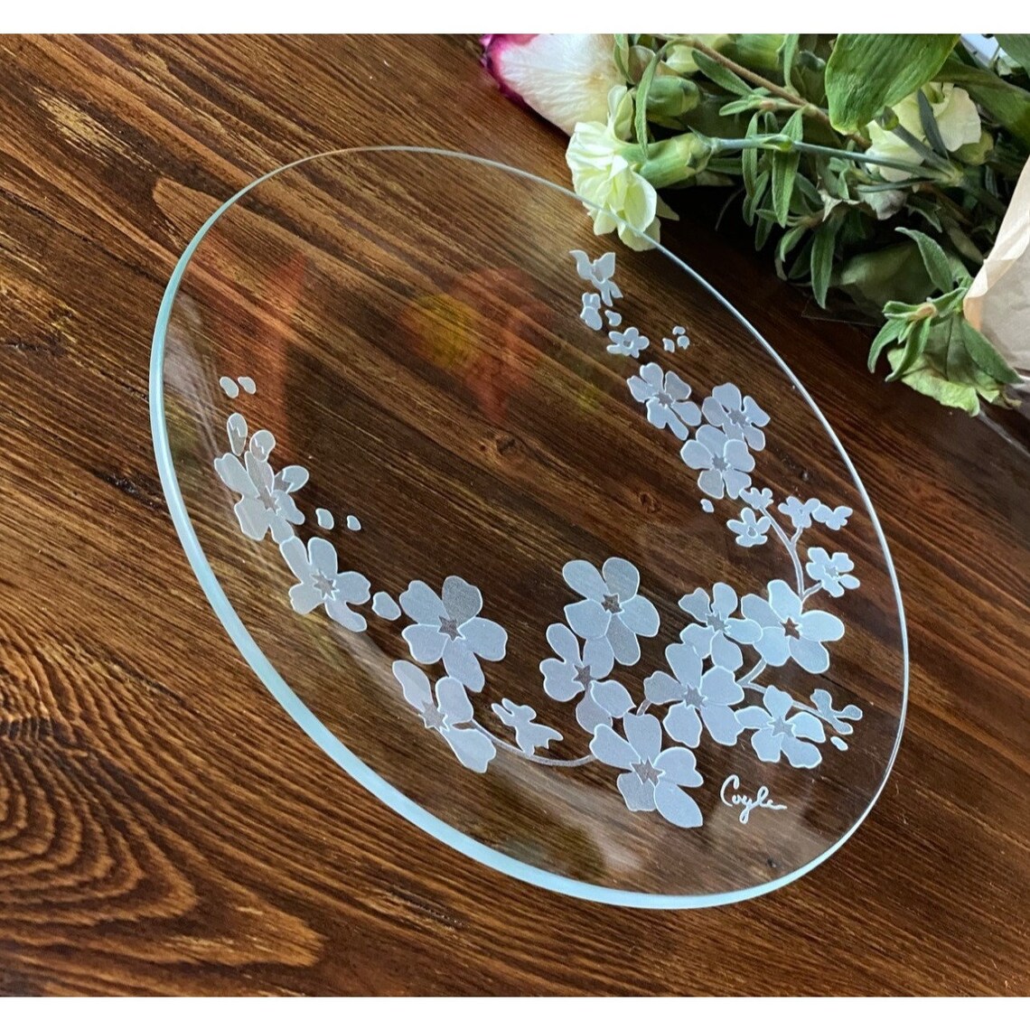 Vintage Coyle Clear Glass Plate With Frosted Floral Design 8'' - Etsy