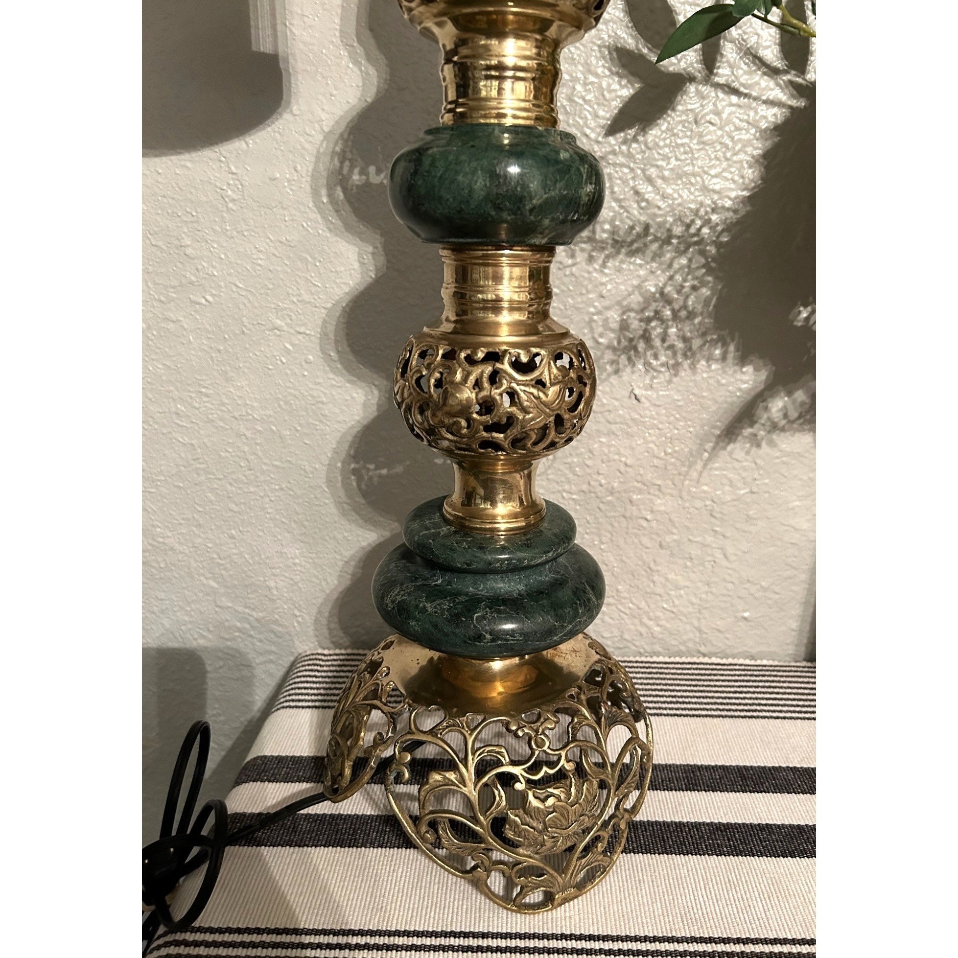 Japanese Marble and Brass Column Table Lamps Set of 2 Persian Style - Etsy