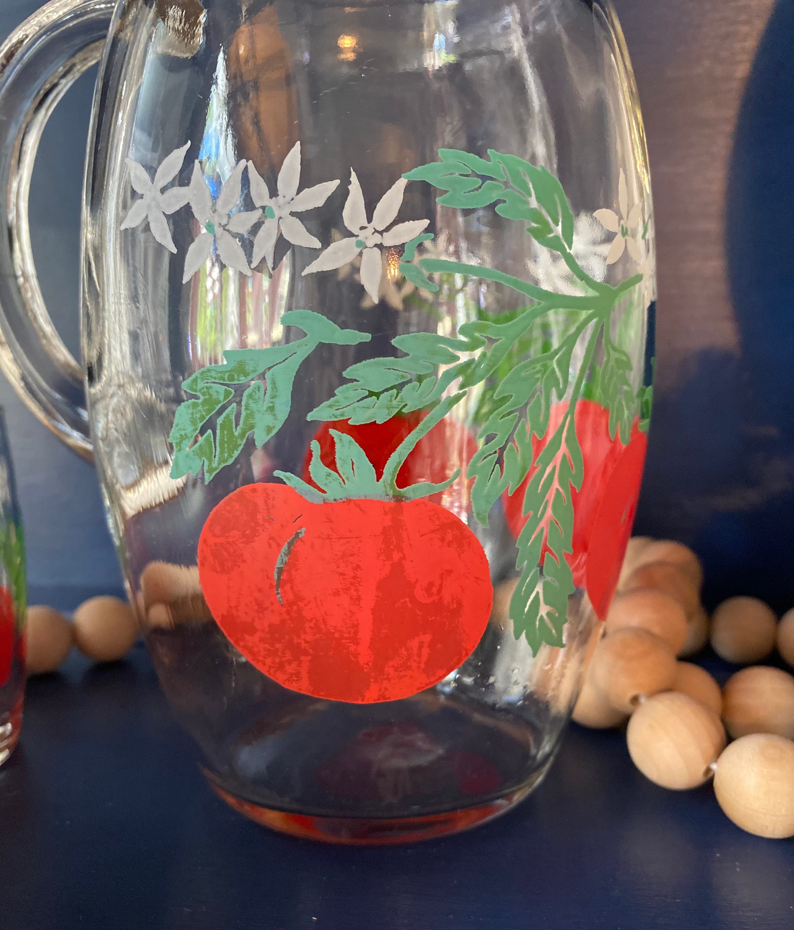 Vintage Juice Glass Set With Pitcher - Etsy