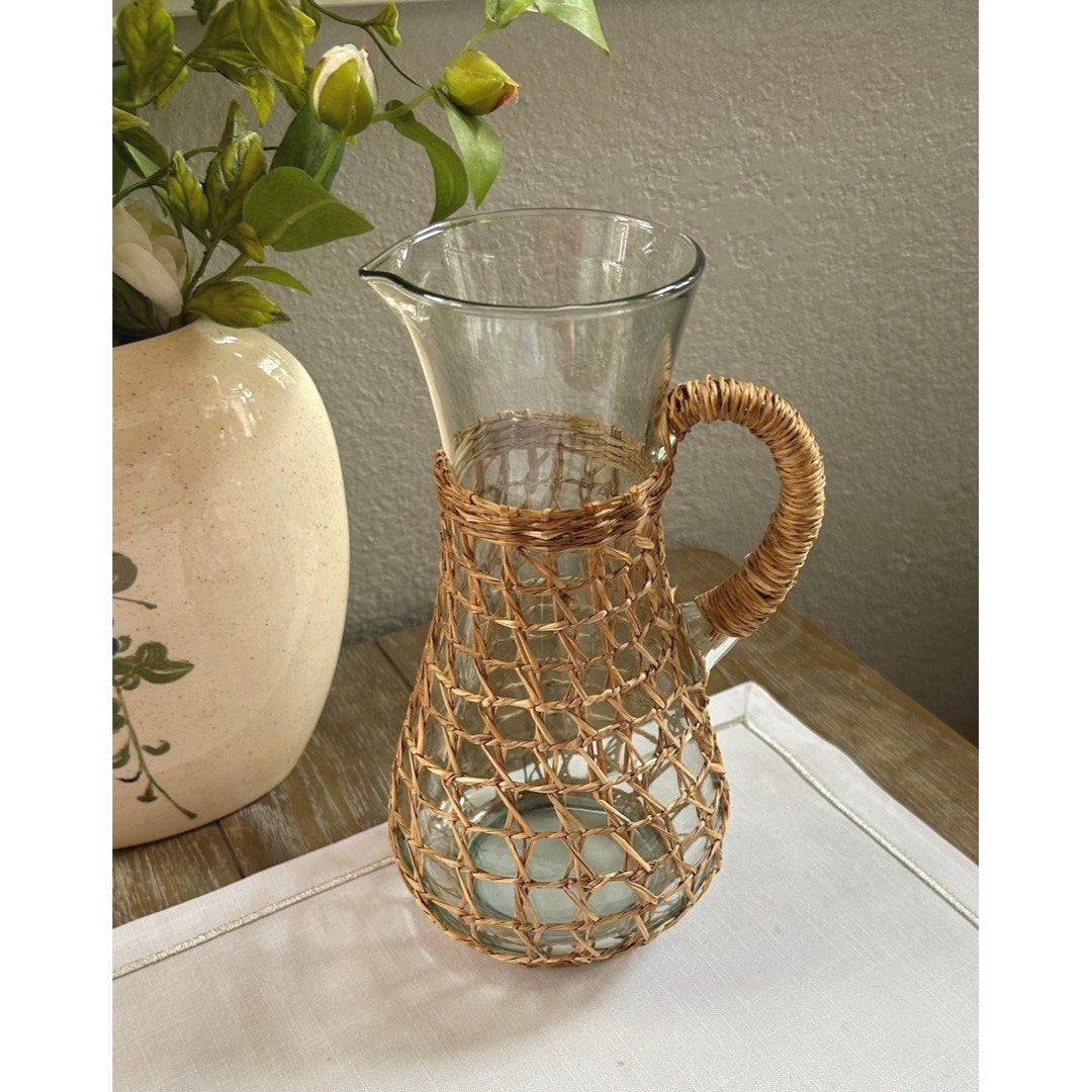 Hand Tied Seagrass Fishnet Glass Pitcher 10 - Etsy
