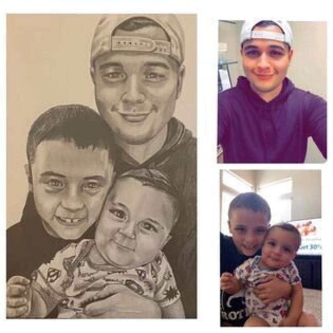 8x10 CUSTOM HAND DRAWN Portraits, Combined Portraits, Graphite Drawings ...