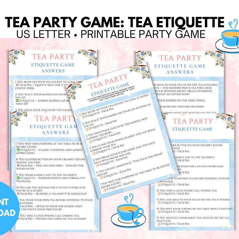 Tea Party Etiquette Game - Etsy