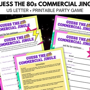 80's Party Printable Game,guess the Jingle,fun 80's Theme Activity ...