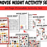 Movie Night Party Games/ Backyard Movie Coloring Activity Sheet/ Movie ...