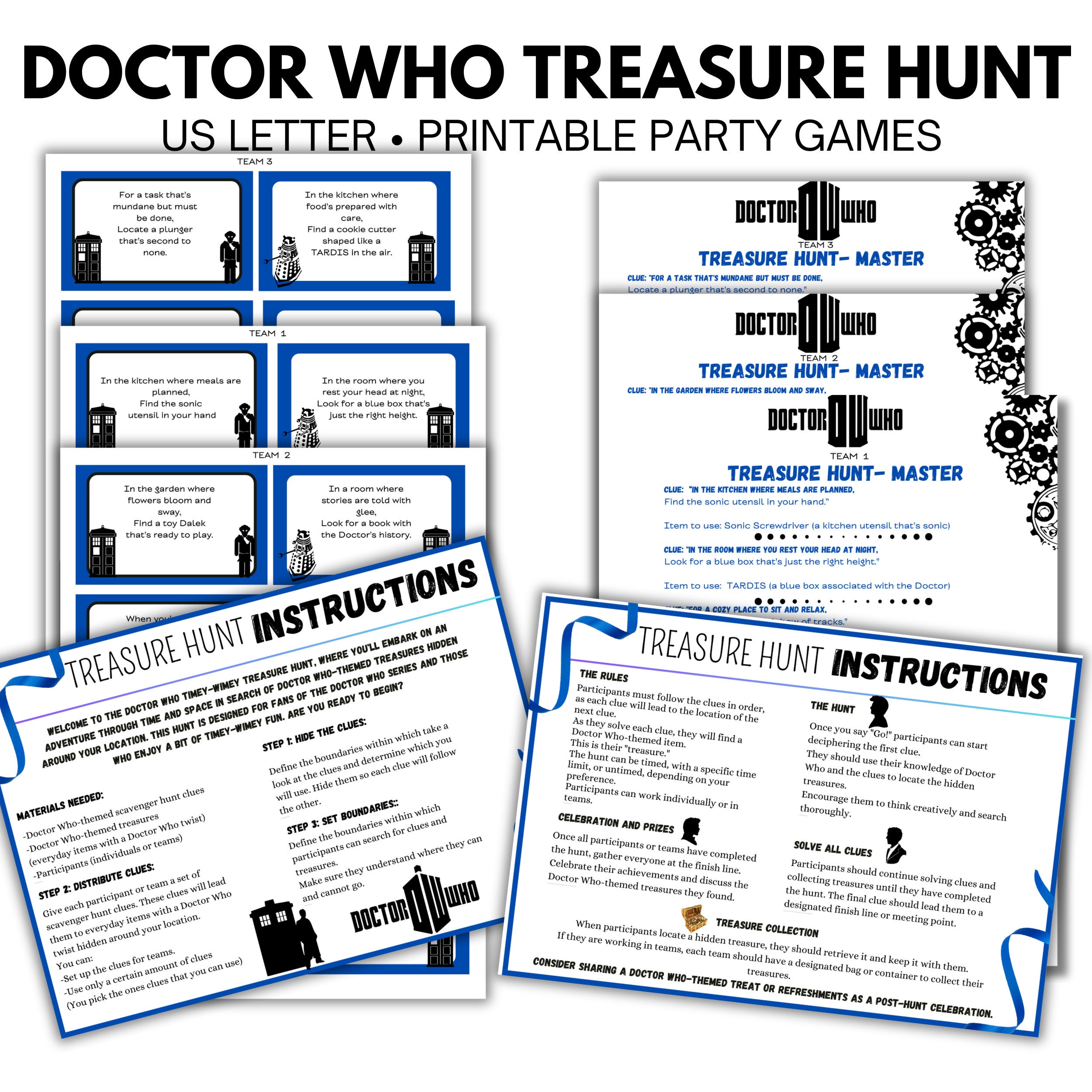 Doctor Who Party Printables Bundle - Scavenger Hunt, Riddles, Bingo ...