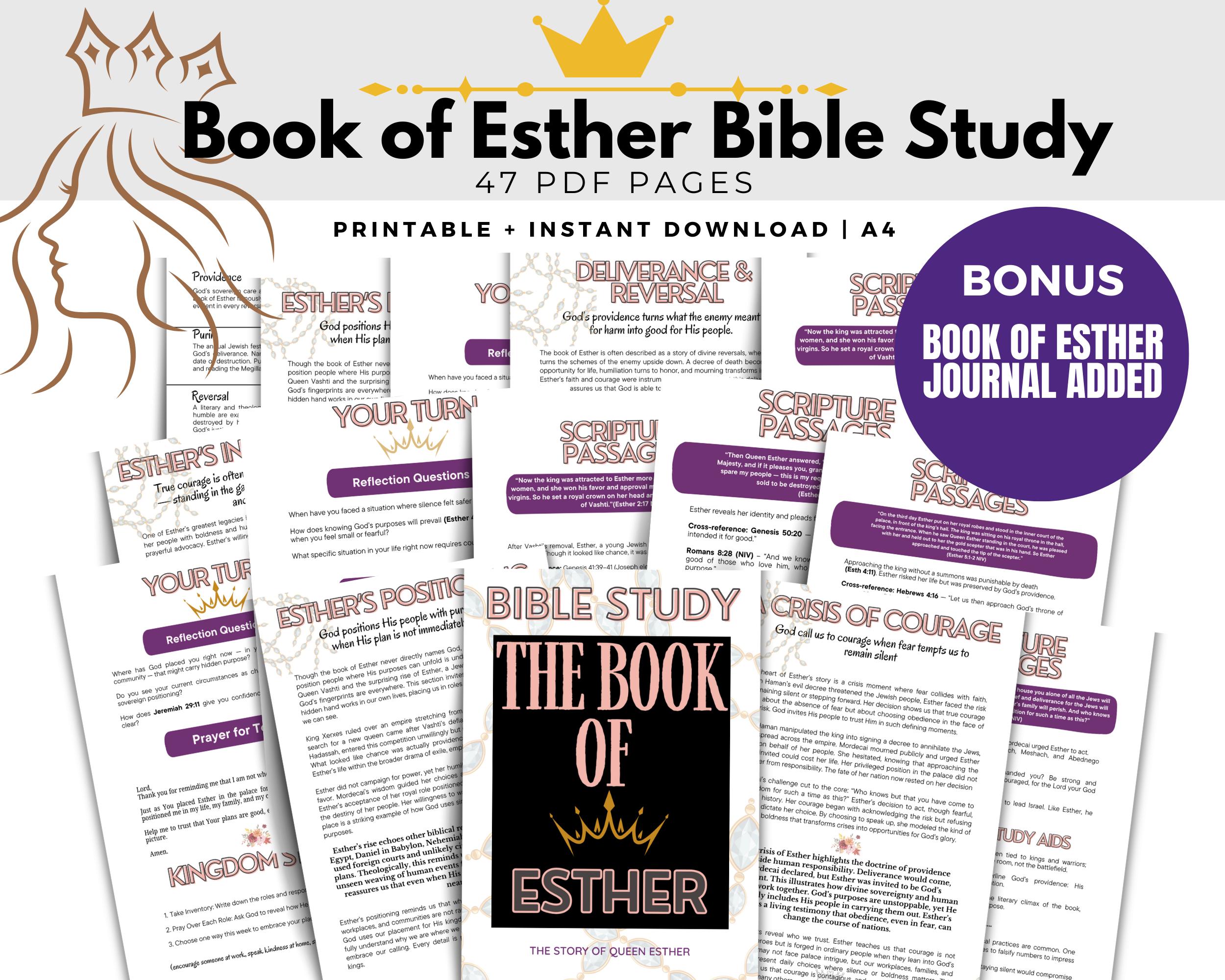 Esther Bible Study,printable Bible Study,affirmations,journal, Esther ...