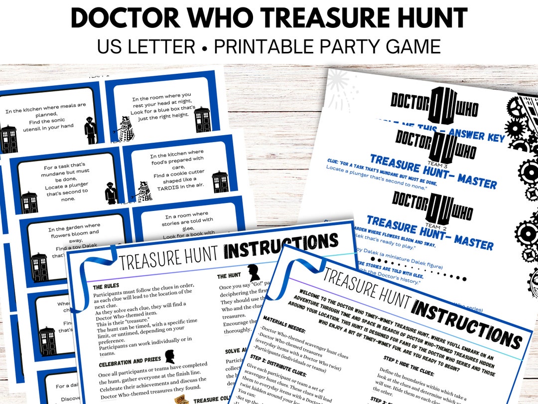 Doctor Who Printable Treasure Hunt, Printable Dr Who Game, TARDIS, Dr ...