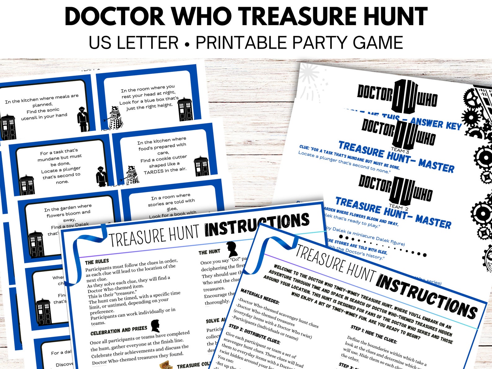 Doctor Who Printable Treasure Hunt, Printable Dr Who Game, TARDIS, Dr ...