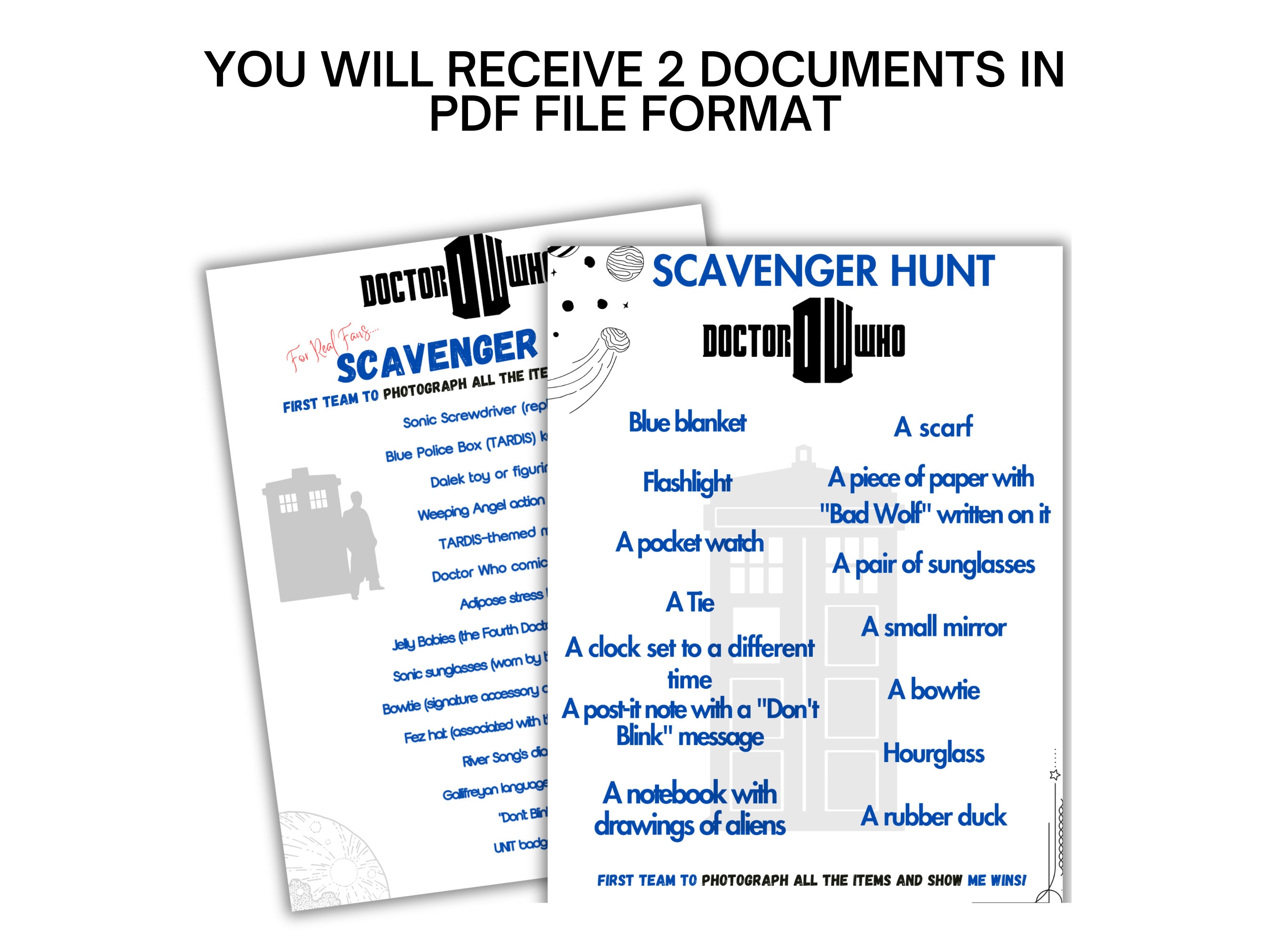 Doctor Who, Scavenger Hunt, Printable, Time Travel, TARDIS, Dr WHO Game ...