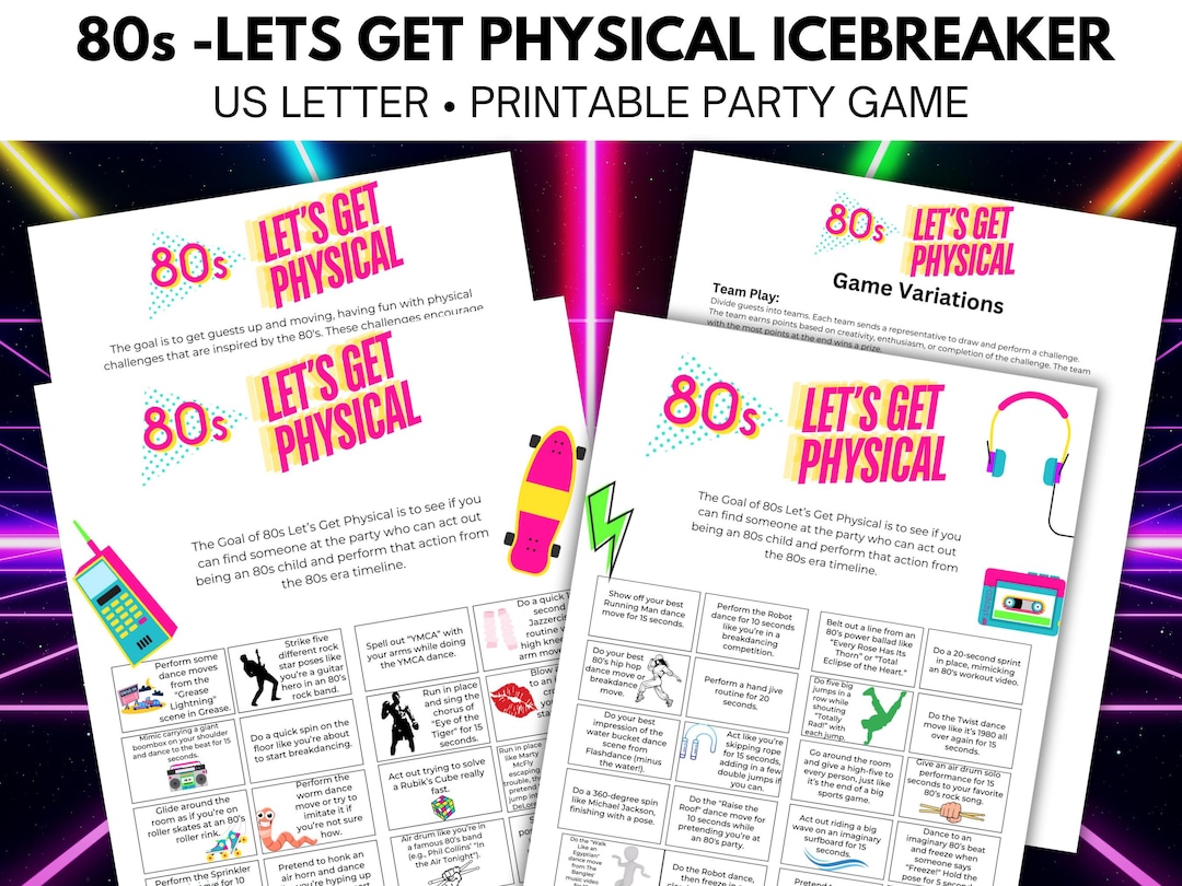 80s Let's Get Physical Icebreaker Game,80s Theme Party Game,retro ...