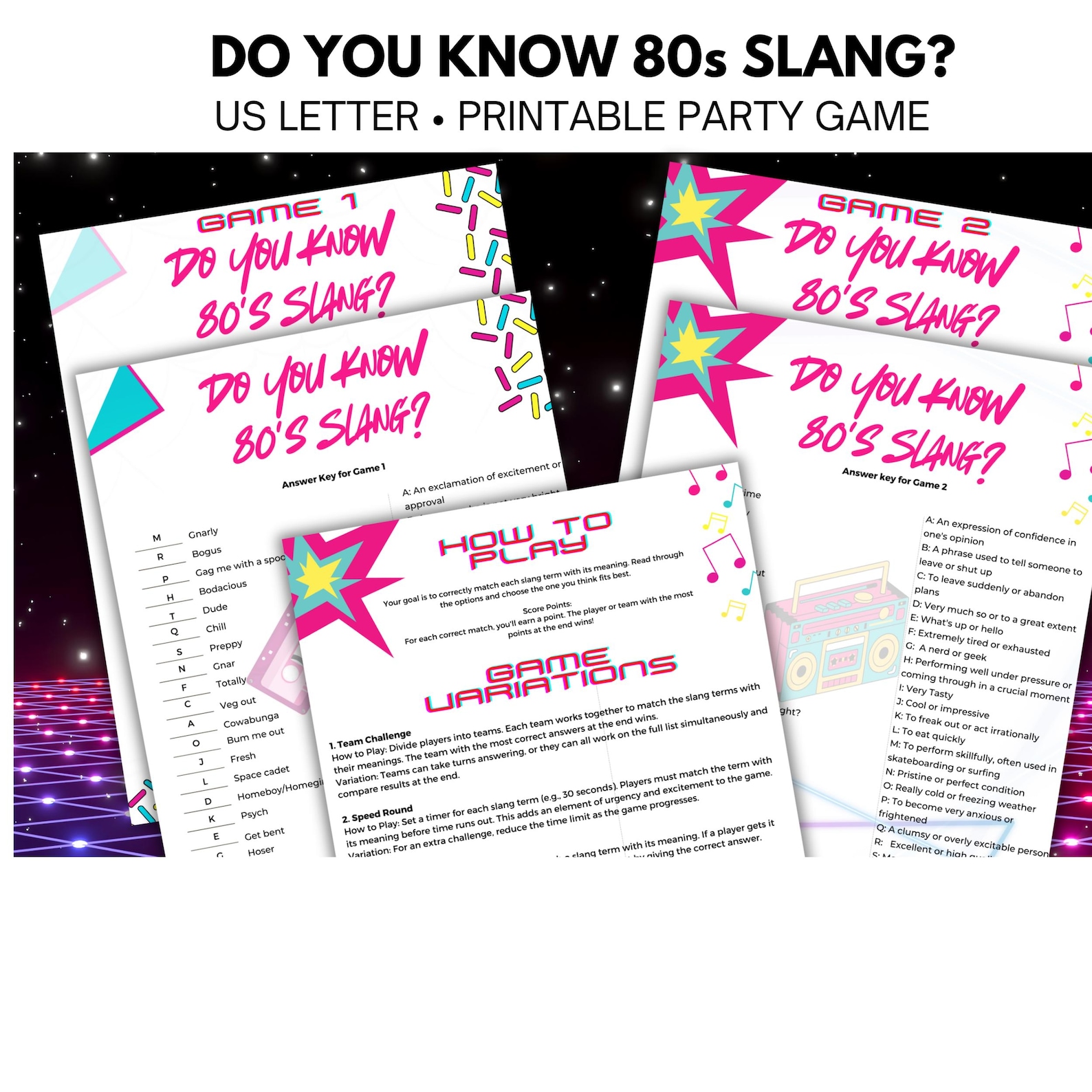 80’smega Printable Party Games Pack-80's Party Printables,80s Theme ...