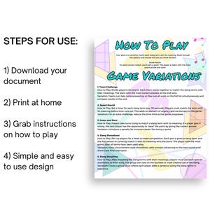 Do You Know 90's Slang?,90's Party Game,printable 90s Slang Match Game ...