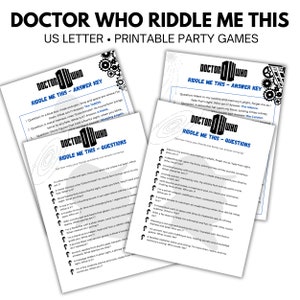 Doctor Who Party Printables Bundle - Scavenger Hunt, Riddles, Bingo ...