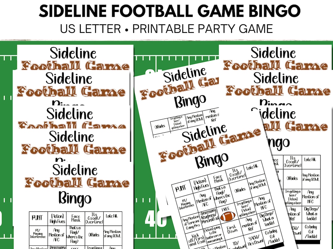 Football Themed Printable Bingo Game-set of 10 |bingo| Printable Game ...