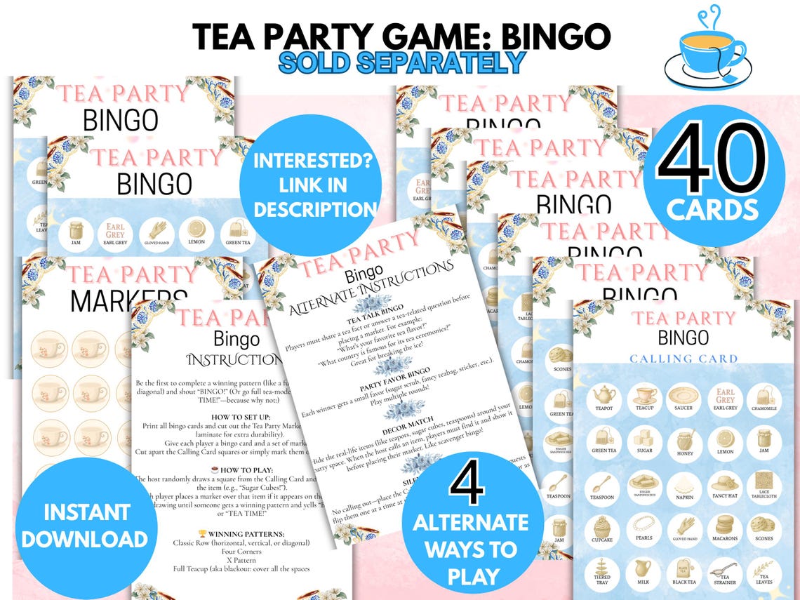 Tea Party Etiquette Game Printable, Fun Tea Time, Kids & Adults ...