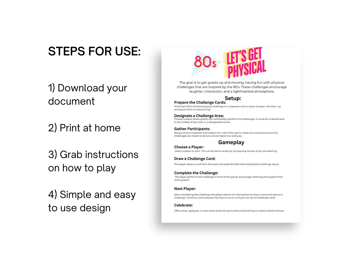 80s Let's Get Physical Icebreaker Game,80s Theme Party Game,retro ...