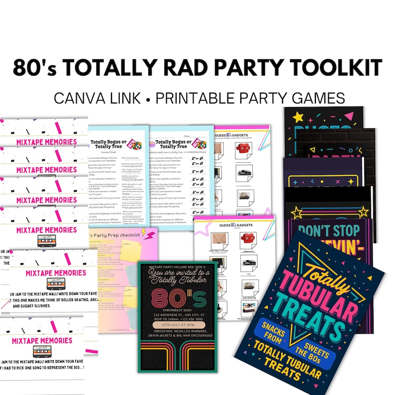 80s TOTALLY RAD Party Toolkit, Printable Signs, Printable Games ...