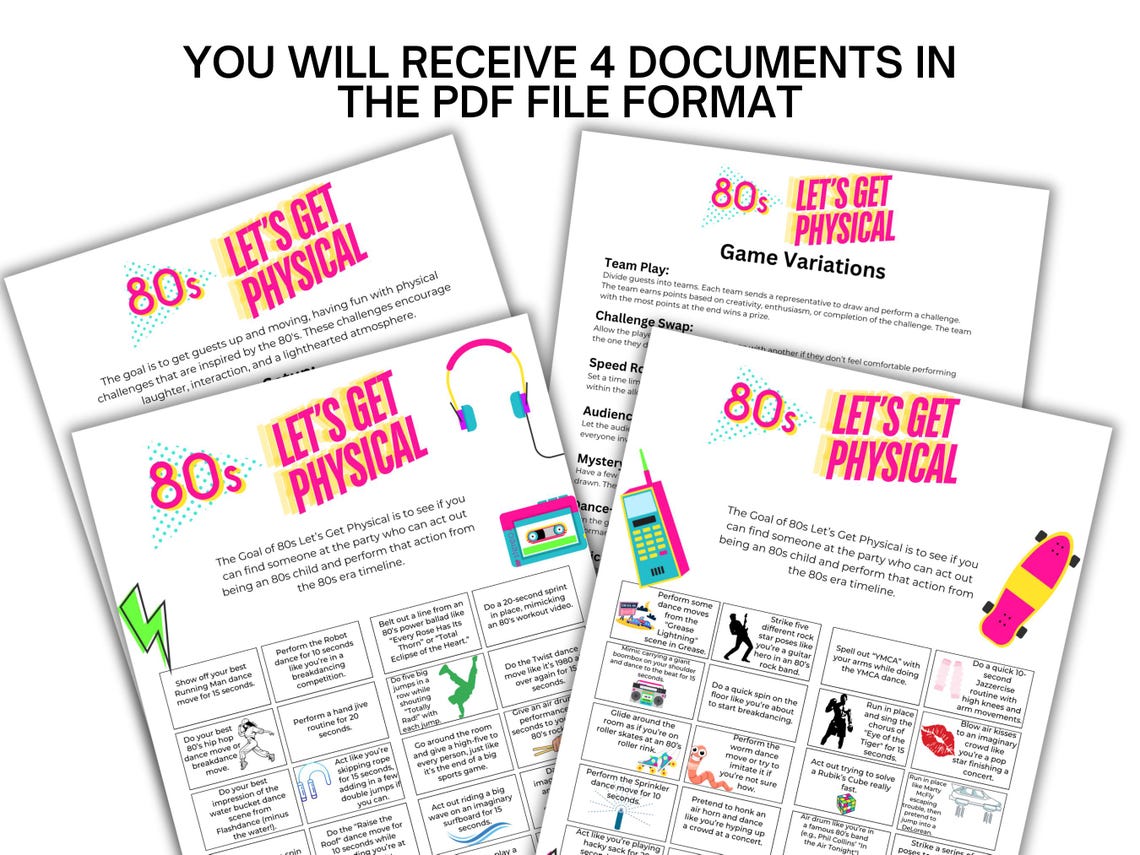80s Let's Get Physical Icebreaker Game,80s Theme Party Game,retro ...
