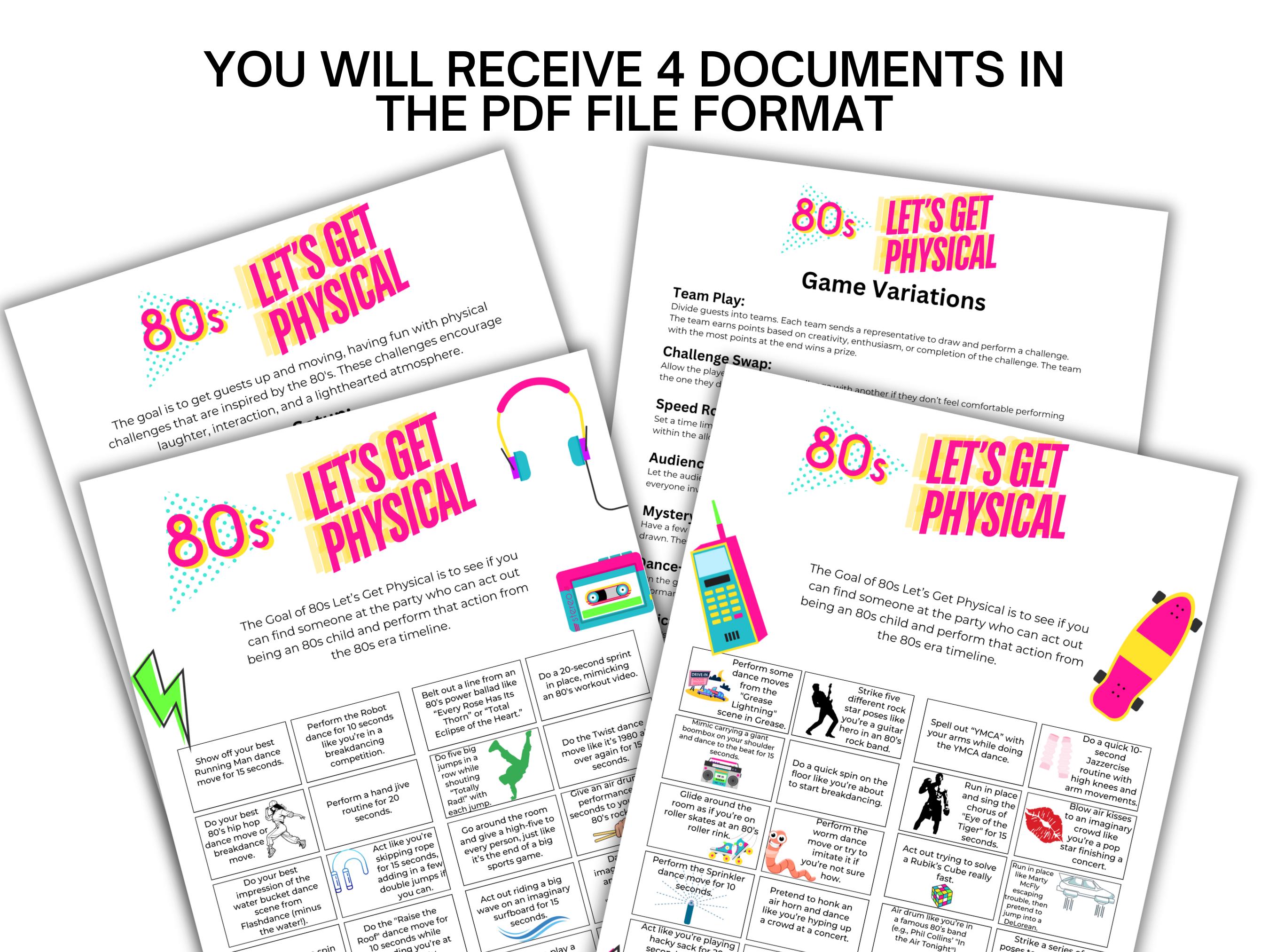 80s Let's Get Physical Icebreaker Game,80s Theme Party Game,retro ...