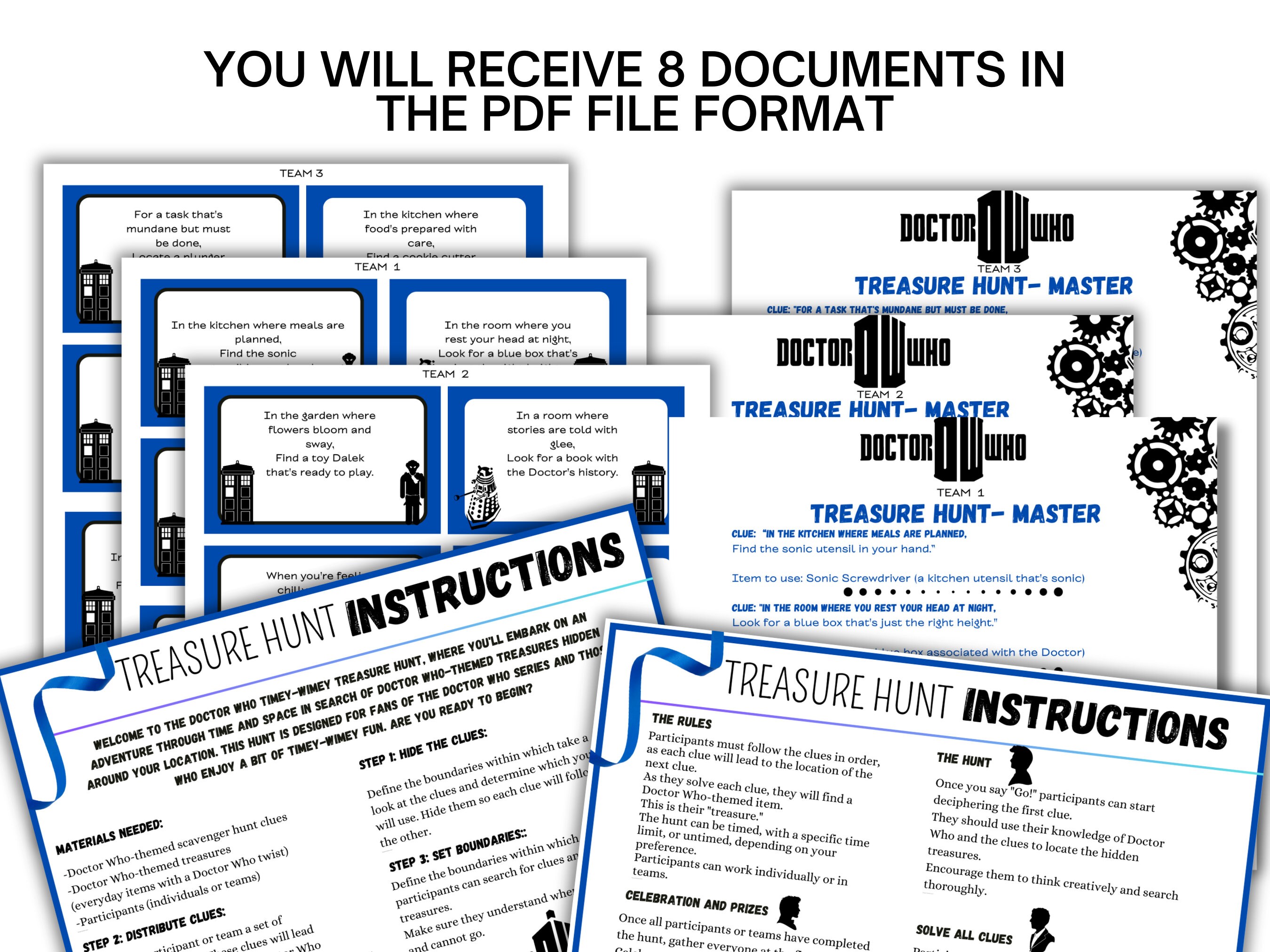 Doctor Who Printable Treasure Hunt, Printable Dr Who Game, TARDIS, Dr ...