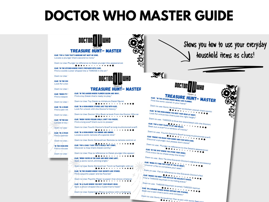Doctor Who Printable Treasure Hunt, Printable Dr Who Game, TARDIS, Dr ...