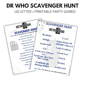 Doctor Who Party Printables Bundle - Scavenger Hunt, Riddles, Bingo ...