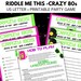 80s Riddle Me This Printable Game,fun 80s Party Game,80s Theme,retro ...