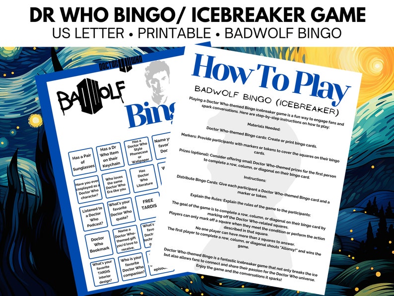 Doctor Who Printable Icebreaker Party Game, Doctor Who Bingo Game ...
