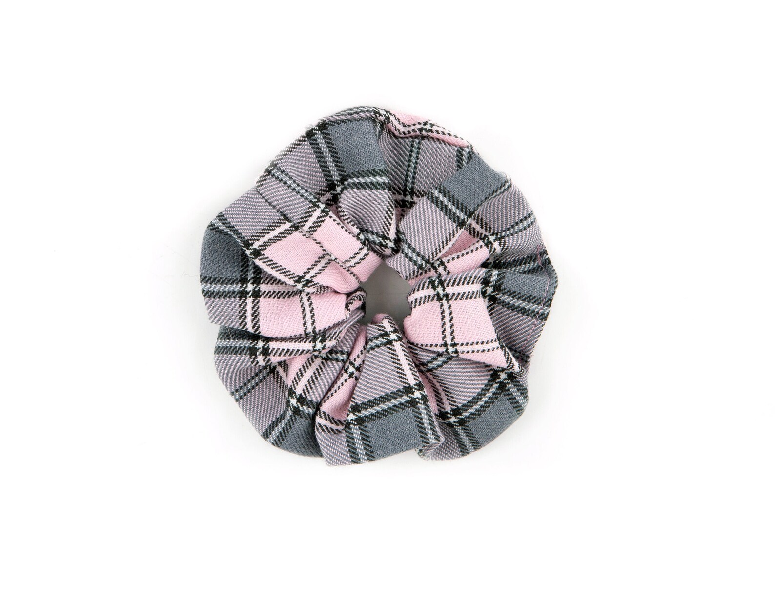 Handmade Pink Tartan Hair Scrunchie - Etsy