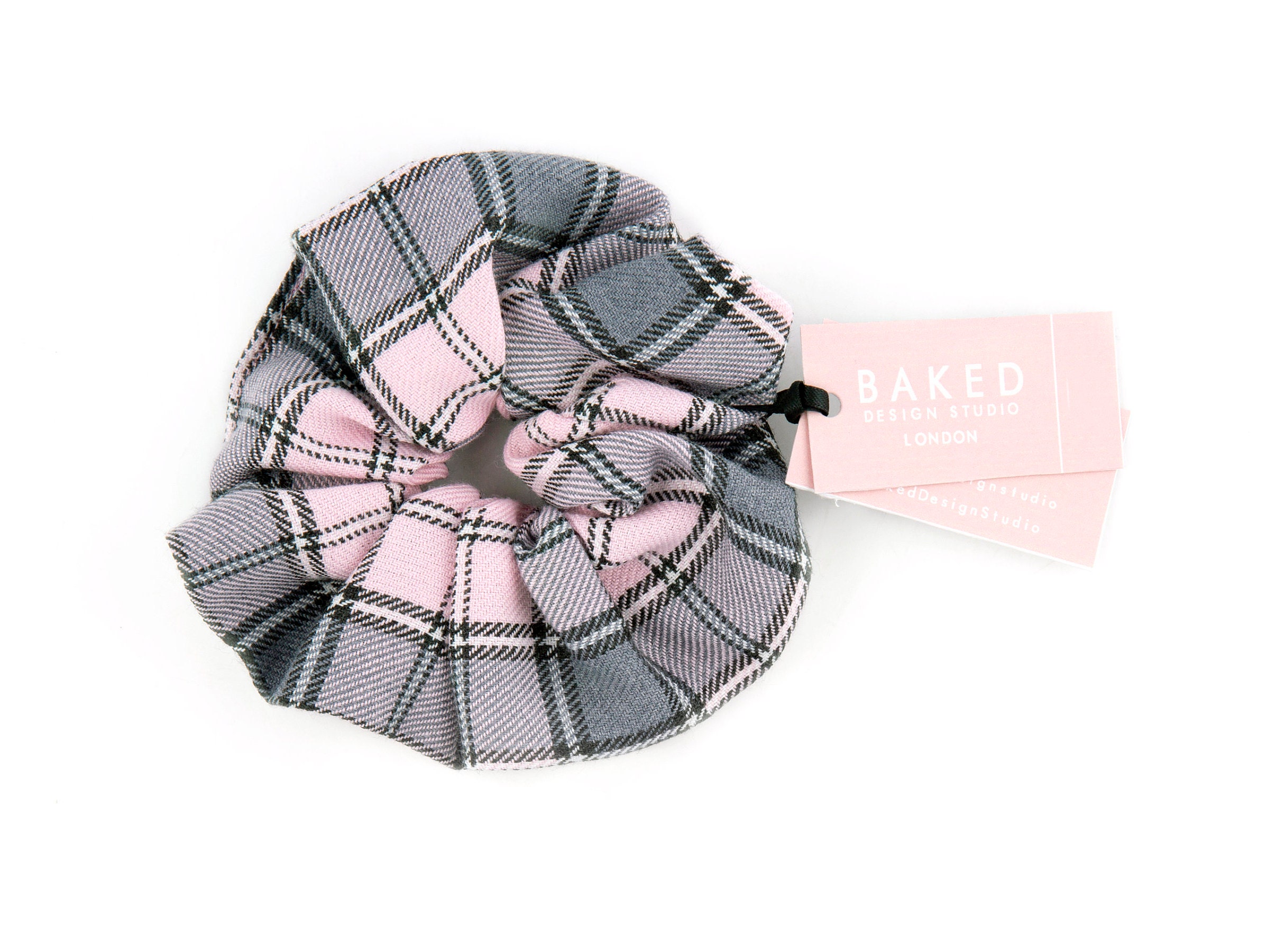 Handmade Pink Tartan Hair Scrunchie - Etsy