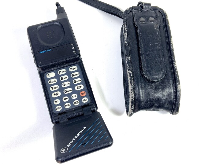 Vintage Motorola Flip Phone With Case, Motorola Microtac, 1980s Era ...