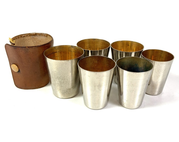 German Shot Glass Set in Leather Case, Vintage Nesting Shot Glasses ...