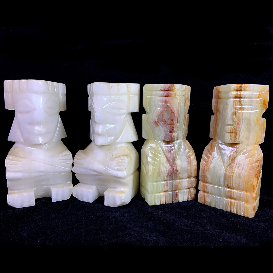 Vintage Bookends for Heavy Books With Tiki Design, Rustic Stone Bookend ...