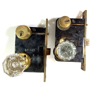 Russwin Deadbolt Door Lock With Glass Knobs Antique Door - Etsy