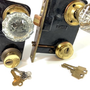 Russwin Deadbolt Door Lock With Glass Knobs Antique Door - Etsy