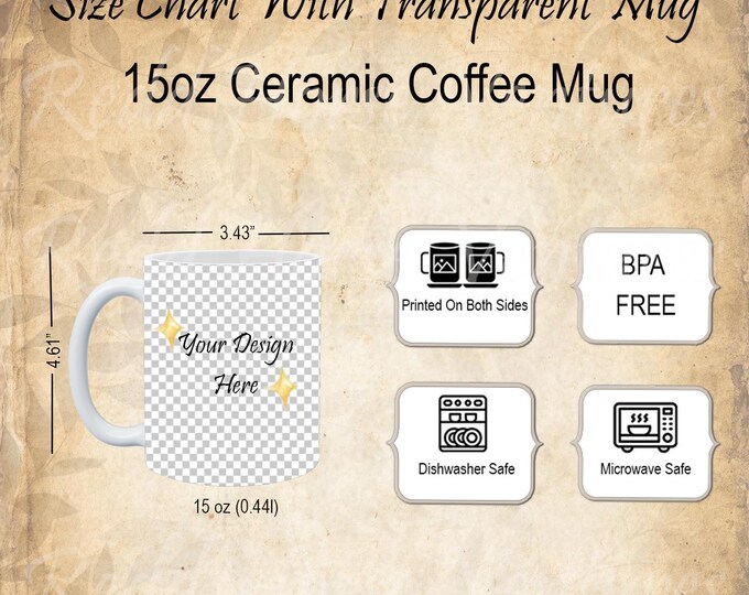 Craft Paper Ceramic Mug Size Chart and Description With Transparent ...