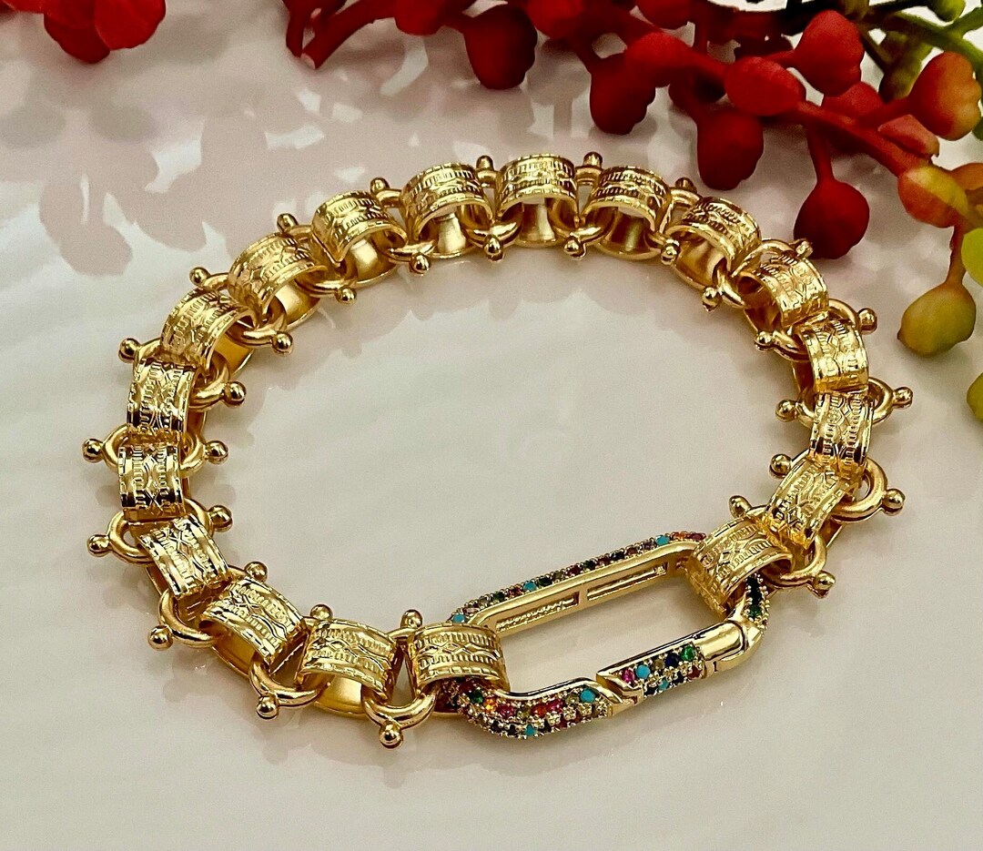 Vintage Style Gold Plated Book Chain Bracelet - Etsy