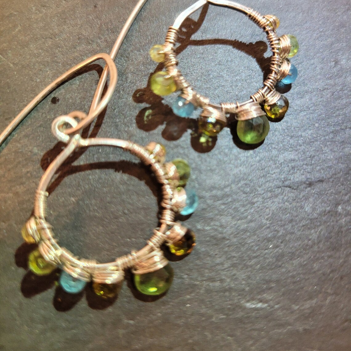 A Circle of Beautiful Facetted GEMSTONES in GREENS and BLUE. - Etsy