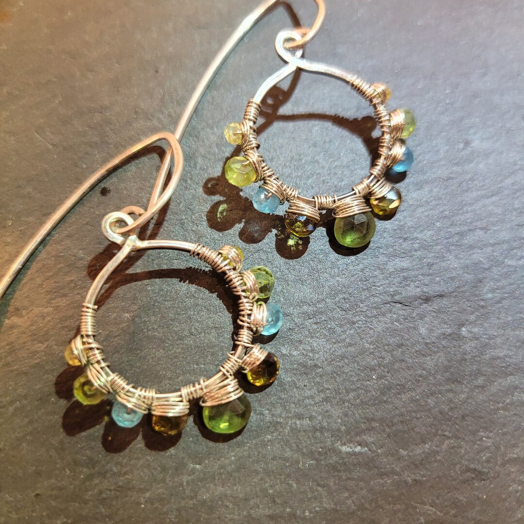 A Circle of Beautiful Facetted GEMSTONES in GREENS and BLUE. - Etsy