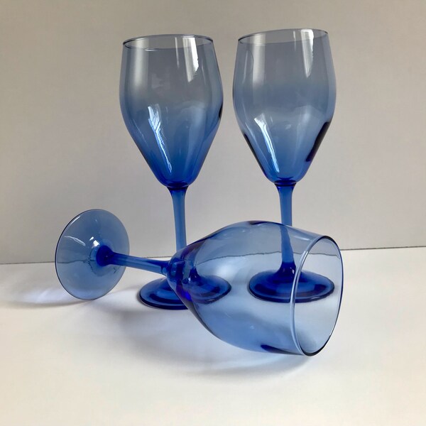 Vintage Cobalt Blue Wine Glasses Etsy