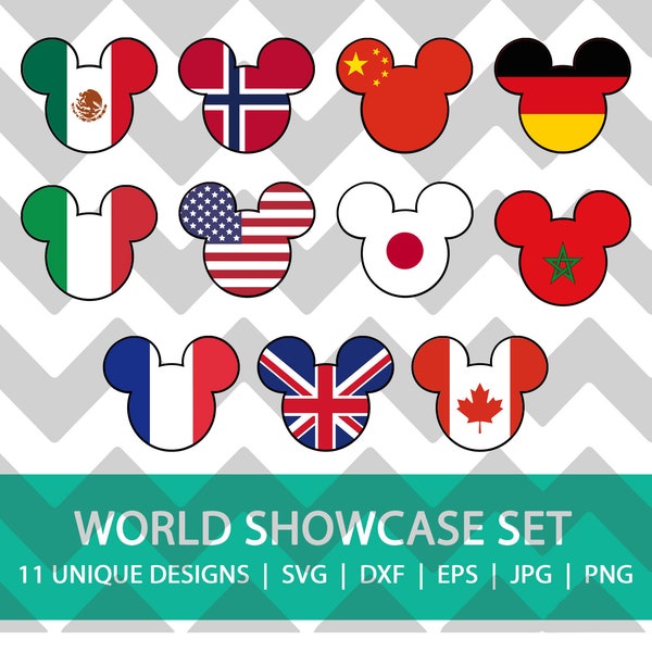 Mickey Epcot Flags Svg - Etsy
