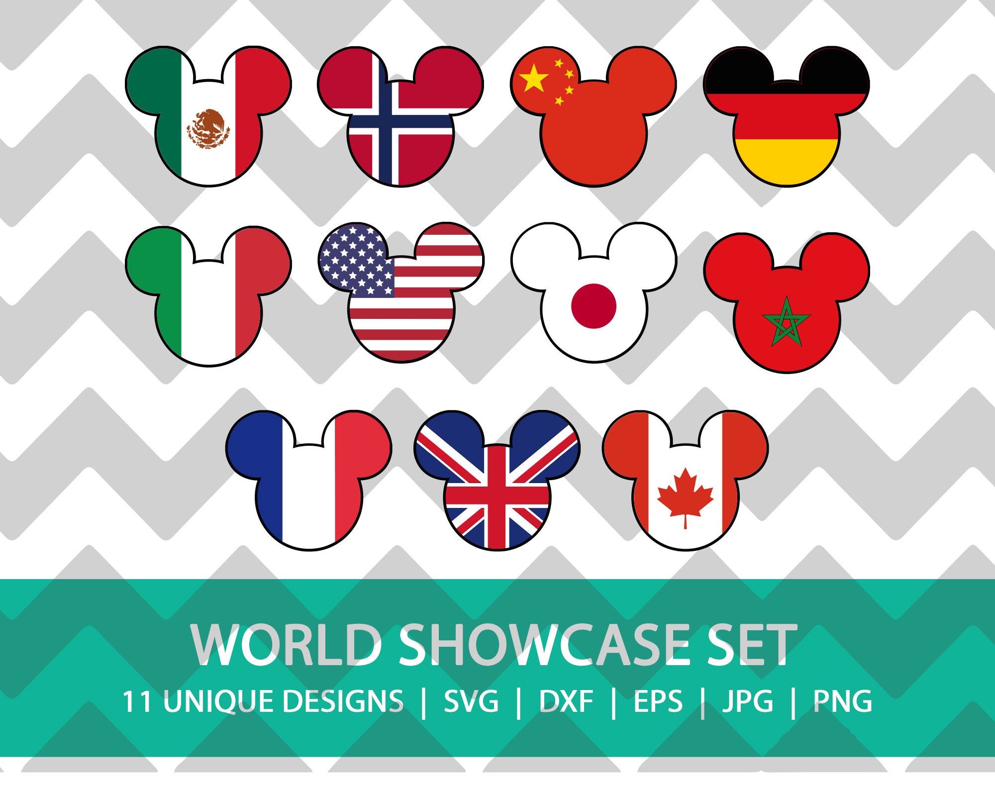 Epcot Countries Silhouette EPCOT Countries World Showcase Complete