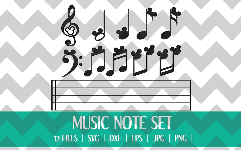 Mickey Ear Inspired Music Notes SVG PNG JPG - Etsy