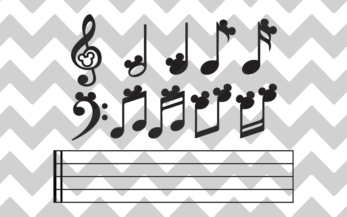 Mickey Ear Inspired Music Notes SVG PNG JPG | Etsy